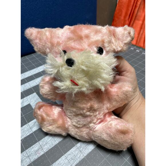 Unbranded | Toys | Vtg 9x 8 Plush Pink Dog Stuffed Animal Black Eyes ...